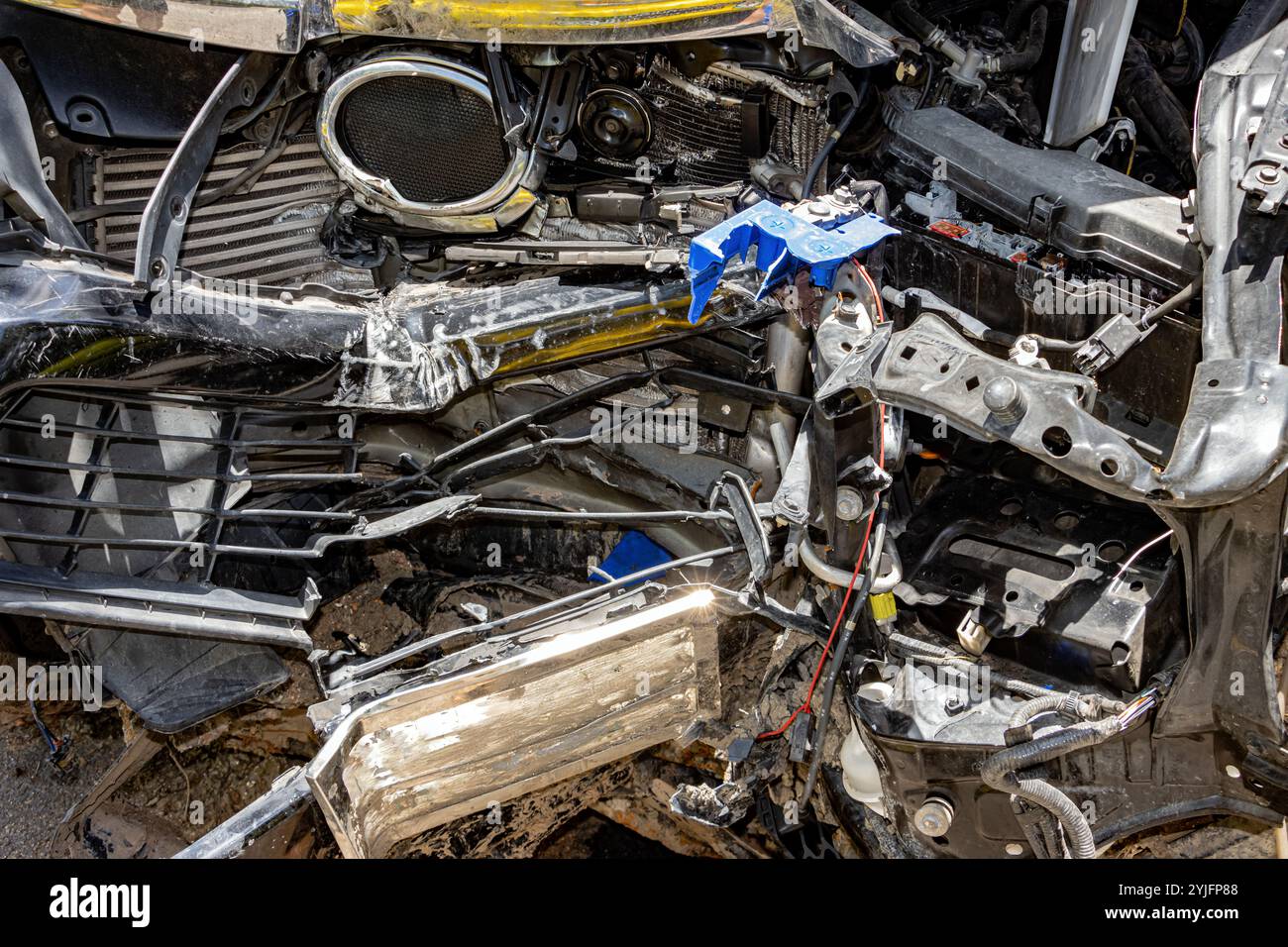The front of a car destroyed by a car accident Stock Photo - Alamy