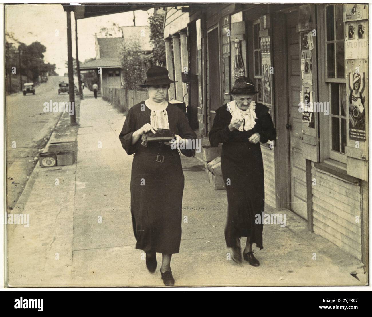 [Street Scene, Natchez, Mississippi: Two Women Walking along Sidewalk ...