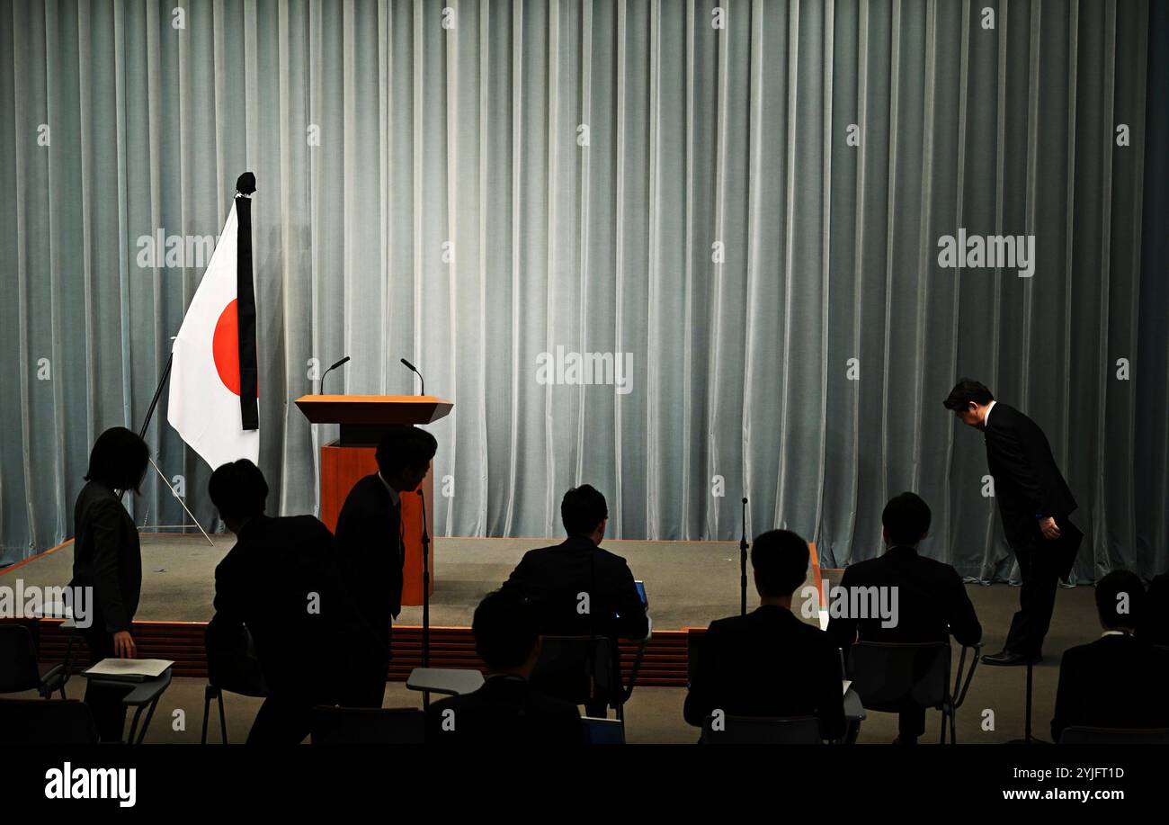 Japan's Chief Cabinet Secretary Yoshimasa Hayashi attends a press ...