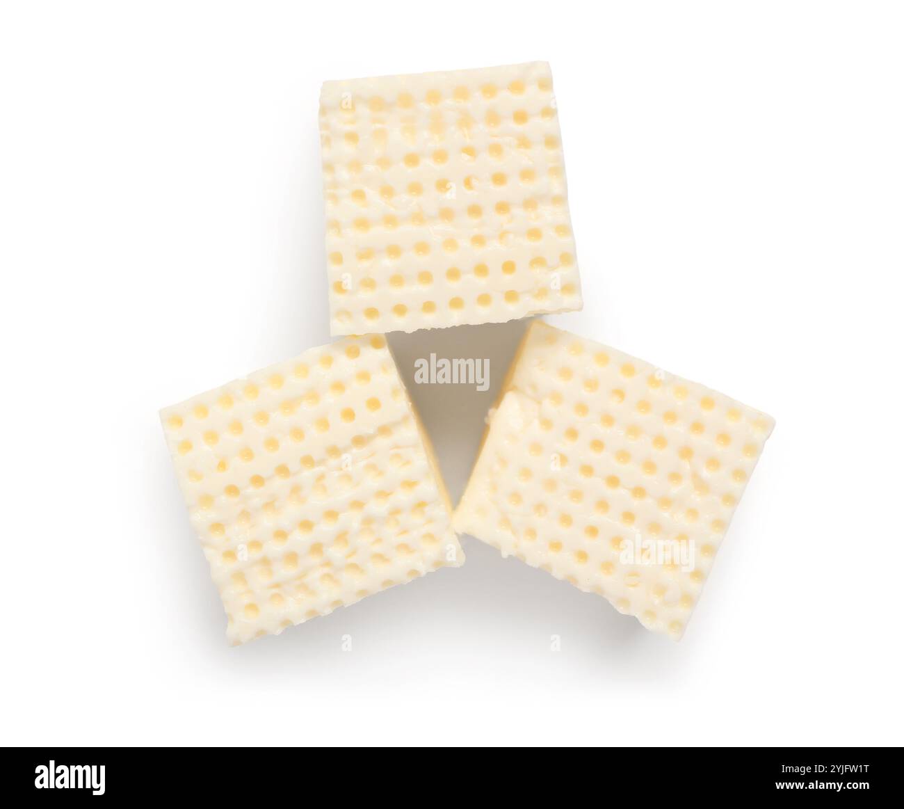 Delicious cut feta cheese on white background Stock Photo - Alamy