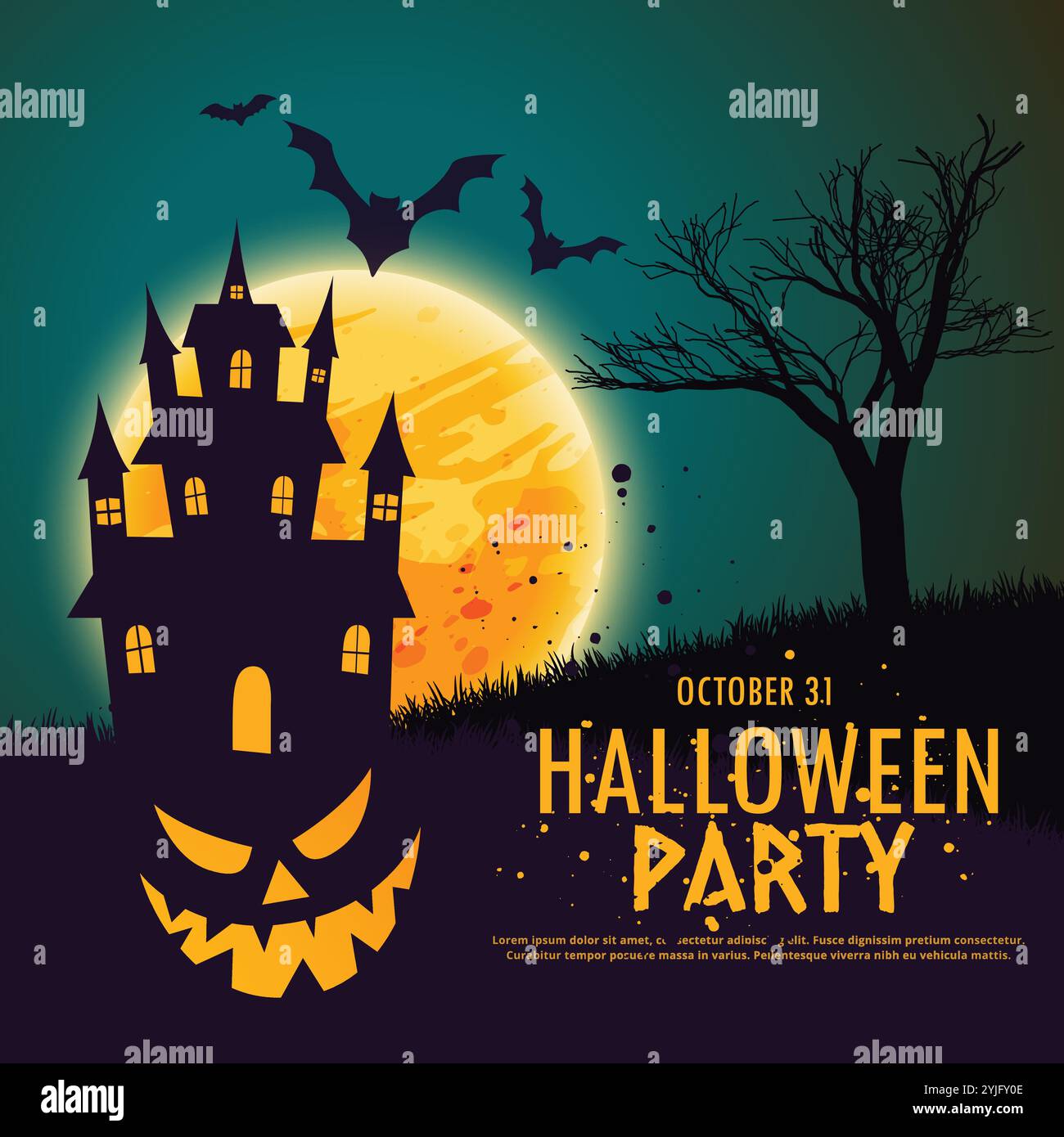 happy halloween background with haunted house Stock Vector Image & Art ...