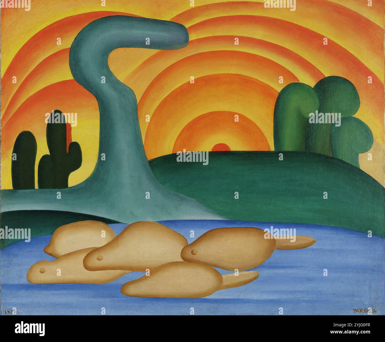 ARSILA DO AMARAL. SETTING SUN (SOL POENTE), 1929. OIL ON CANVAS. (54 X ...