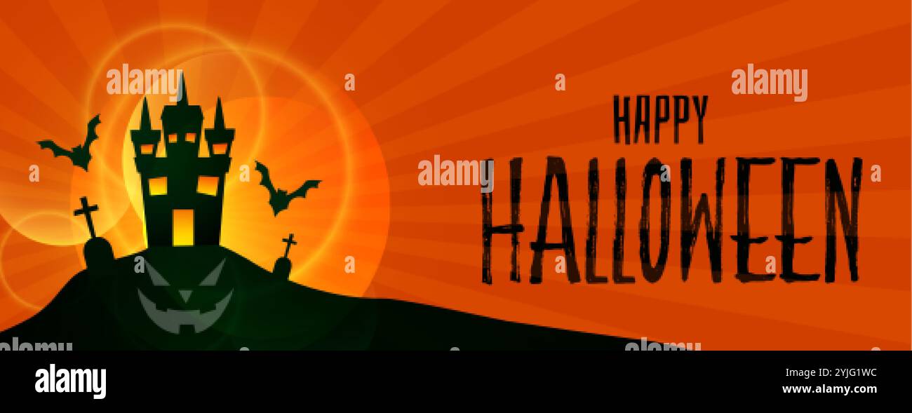 happy halloween scary hounted house background design Stock Vector ...