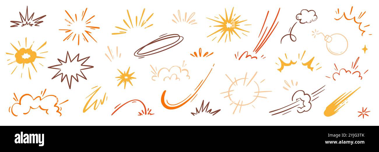 Comic cartoon boom speed effect, explosive motion line element set ...
