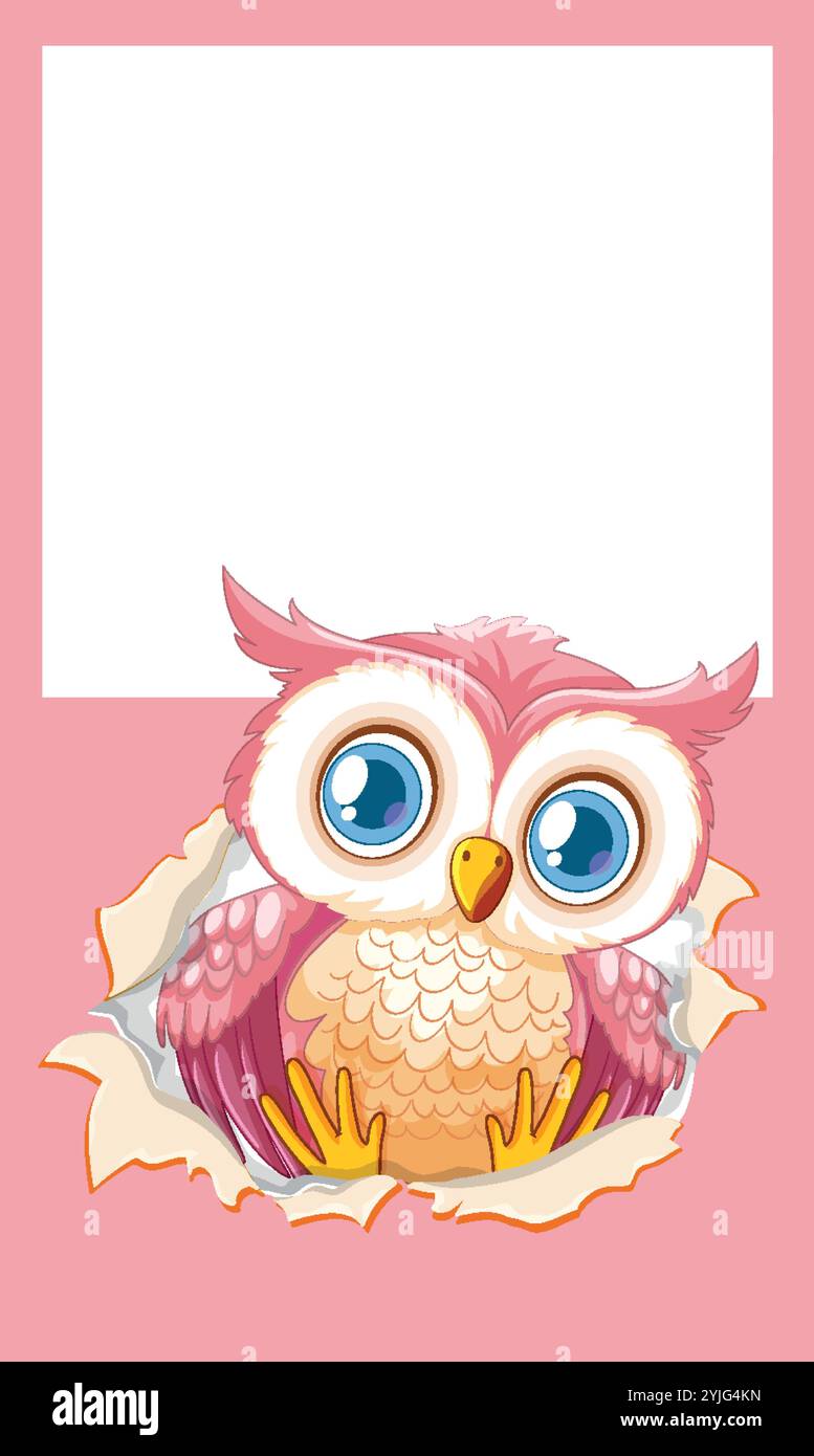 Adorable owl emerging from torn paper frame Stock Vector Image & Art ...