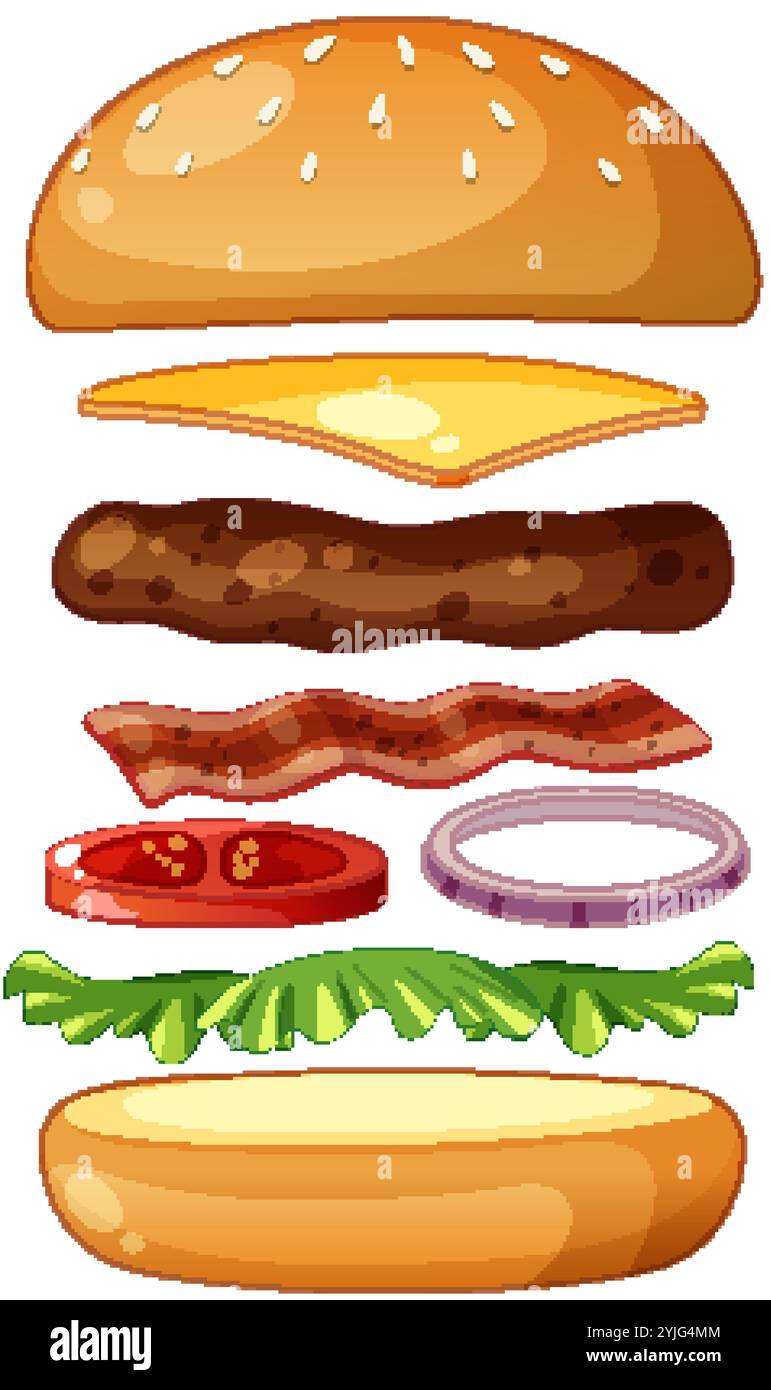 Layered burger components in a vector style Stock Vector Image & Art ...