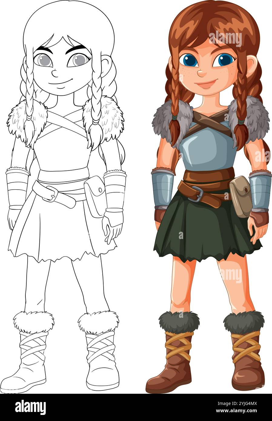 A brave girl warrior in armor Stock Vector Image & Art - Alamy