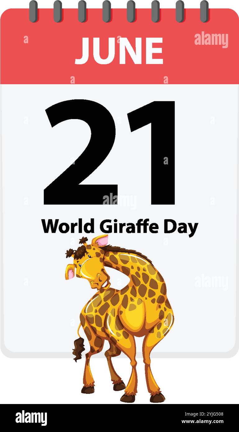 Giraffe illustration on a June calendar page Stock Vector Image & Art ...