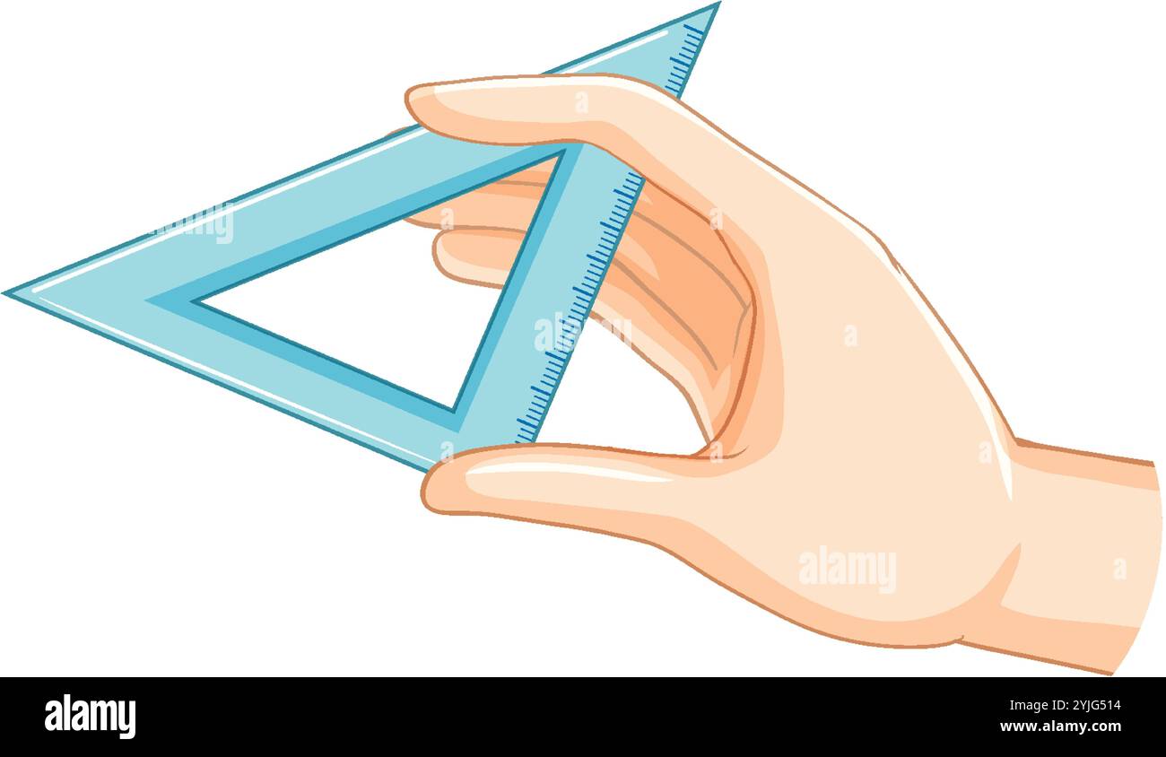 Illustration of a hand holding a triangle ruler Stock Vector Image ...
