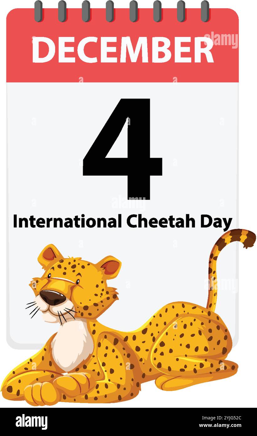 Illustration of a cheetah with a calendar Stock Vector Image & Art - Alamy