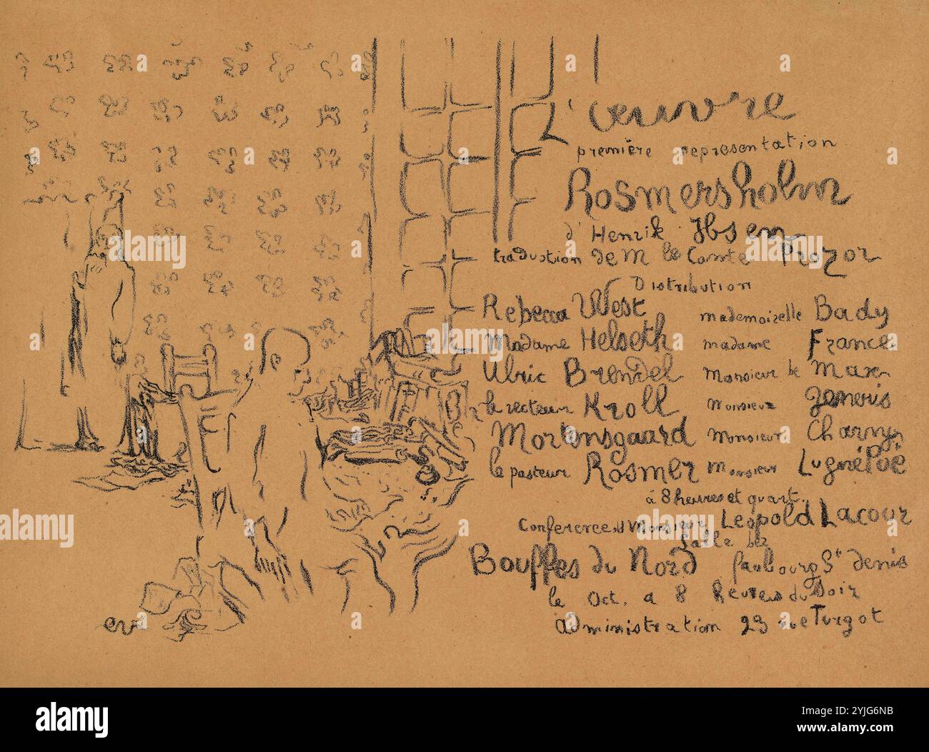 Theatre programme for Rosmersholm by Henrik Ibsen (Théâtre de l'Oeuvre ...