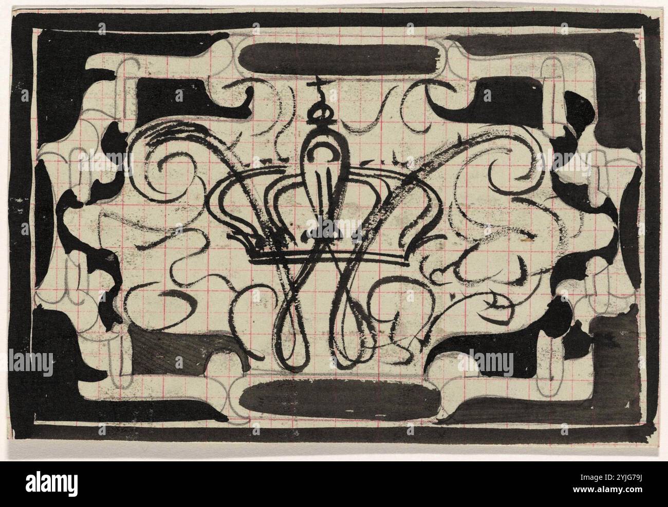 Decorative design with crowned W. Draughtsman: Carel Adolph Lion Cachet ...