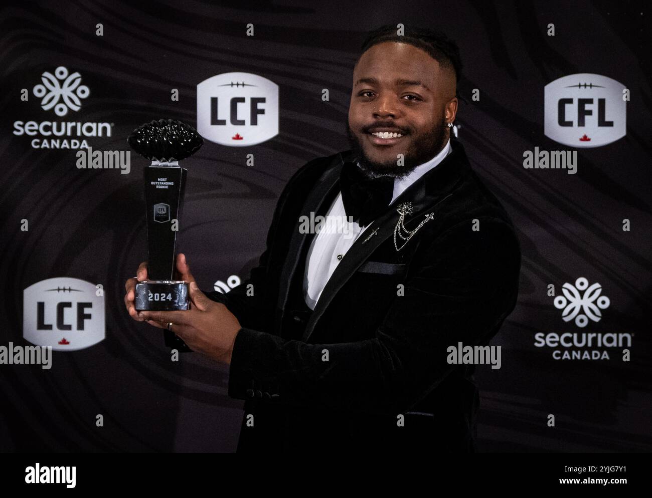 Vancouver, Canada. 14th Nov, 2024. Edmonton Elks' Nick Anderson is ...