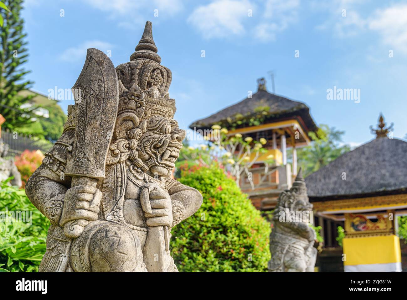 Closeup view of a guardian statue at Hindu Balinese temple Stock Photo ...