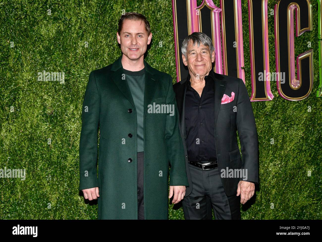 Michael McCorry Rose, left, and Stephen Schwartz attend the premiere of ...