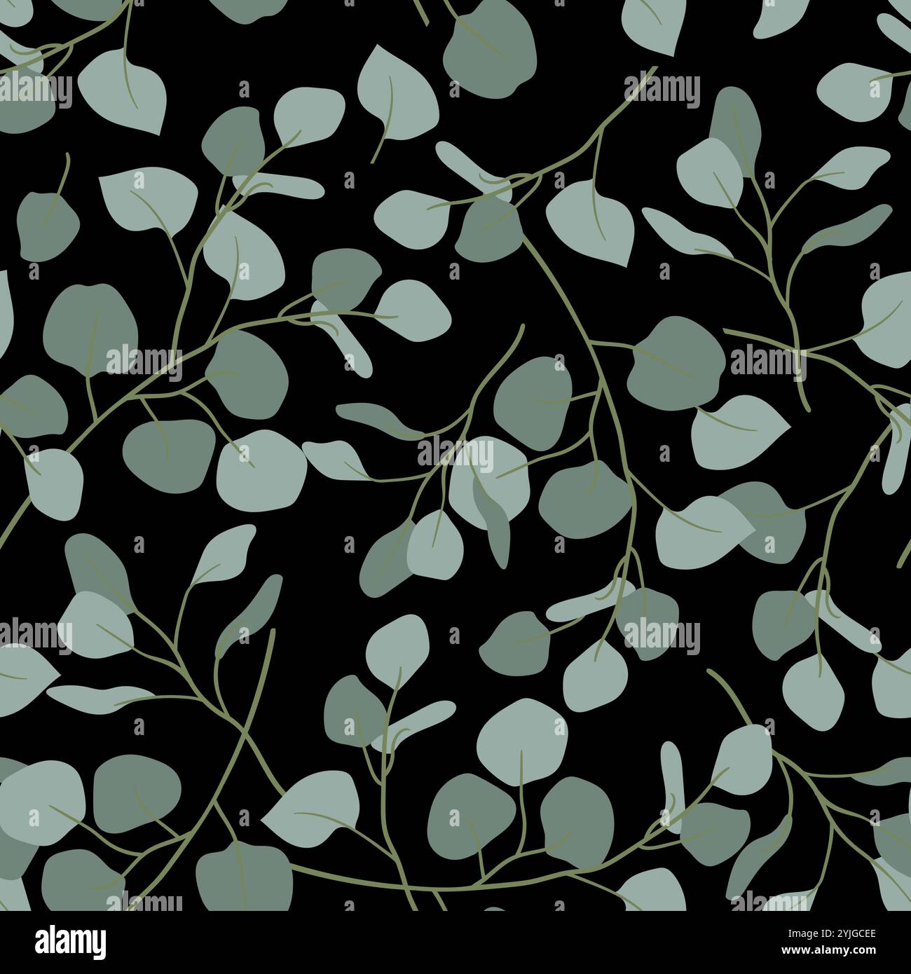 Eucalyptus seamless pattern. Branches and leaves of eucalyptus. Abstract seamless pattern on a ...