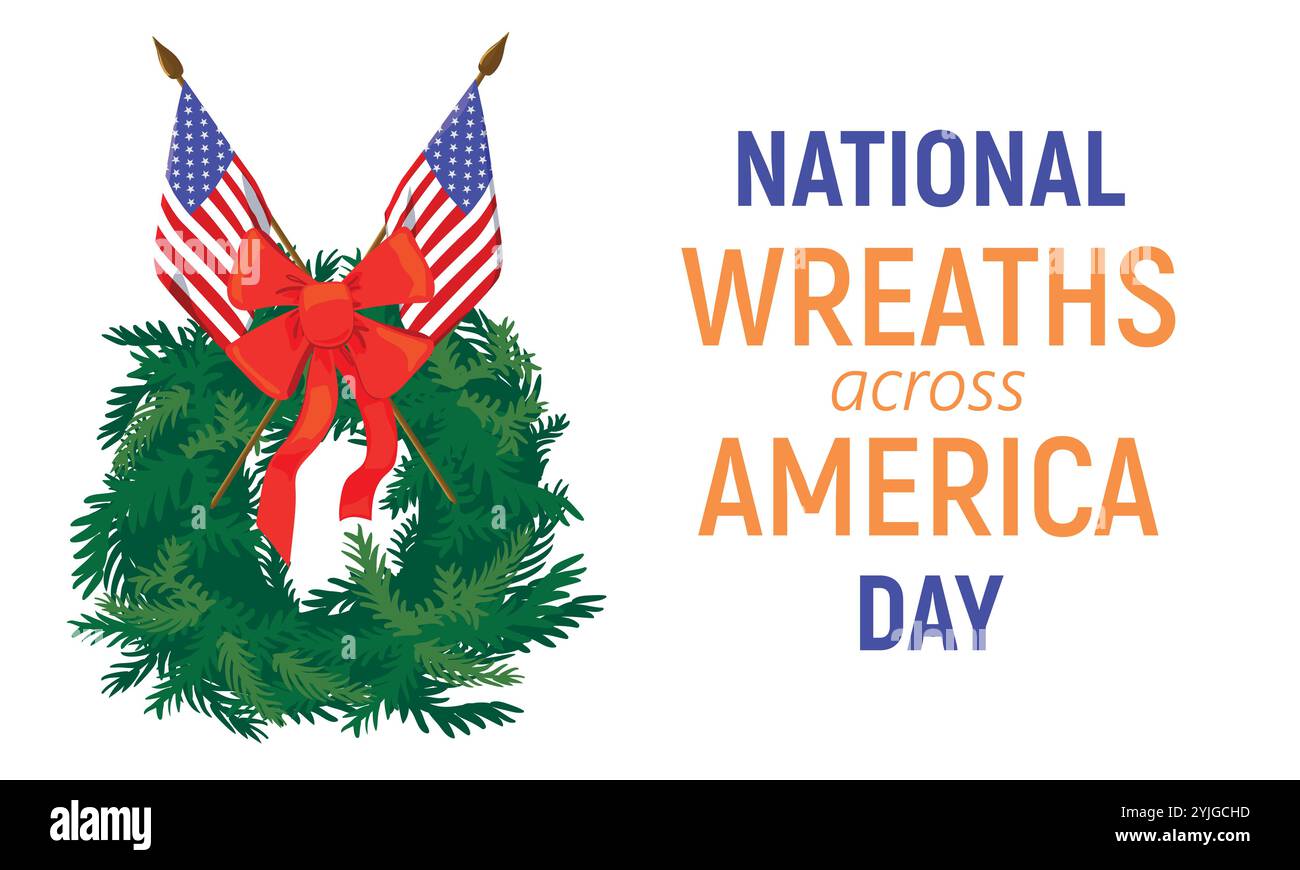 National Wreath through America Day. Horizontal banner with wreath of ...