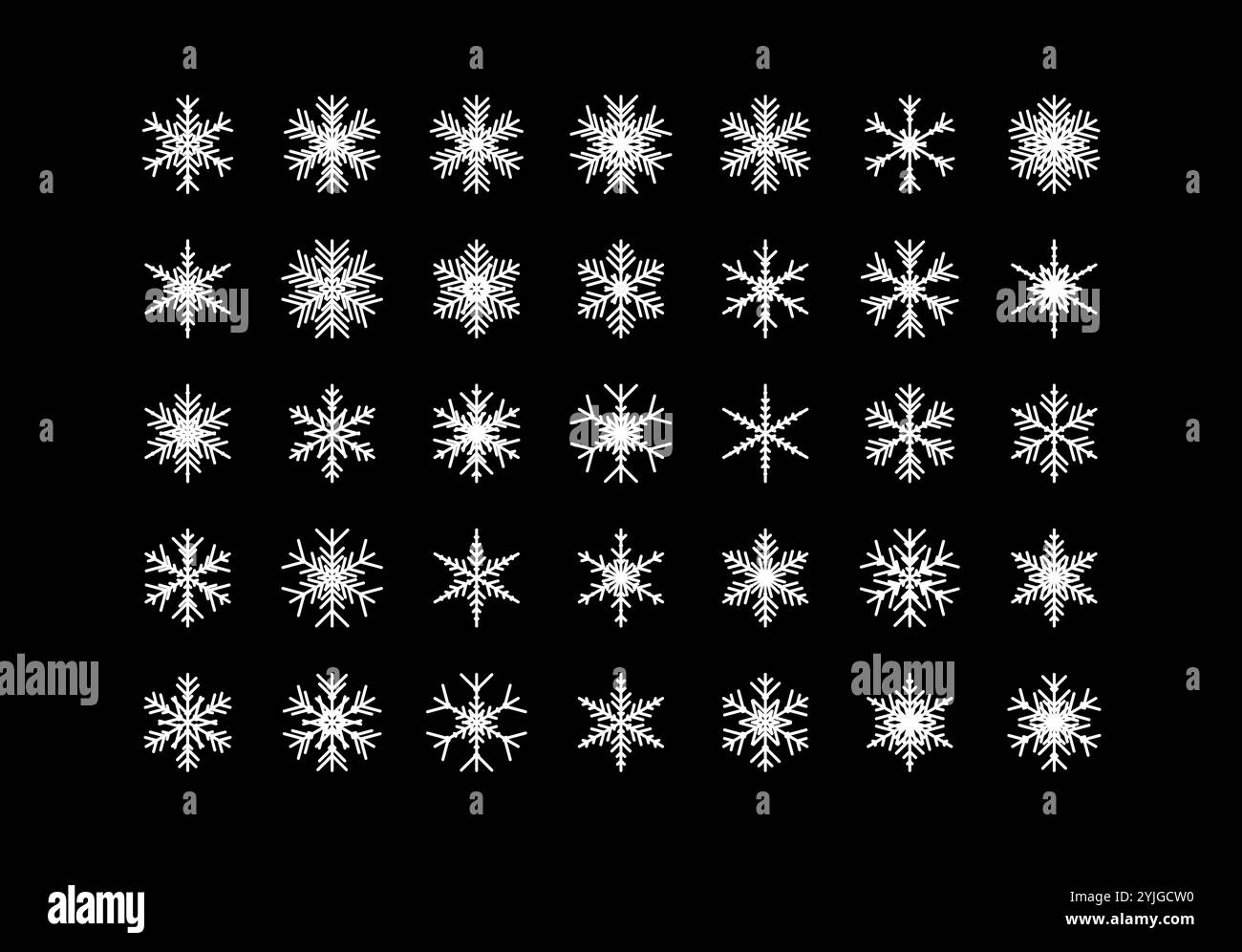 Set of cute snowflake icons on isolated background New Year ornament ...