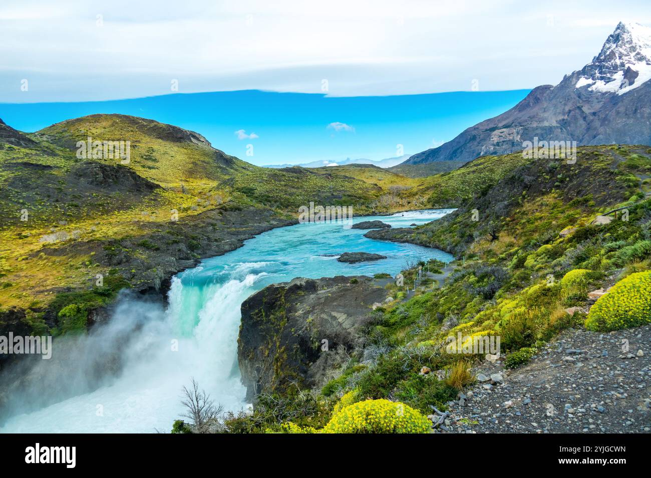 Salto Grande waterfall in national park Torres del Paine, Patagonia ...