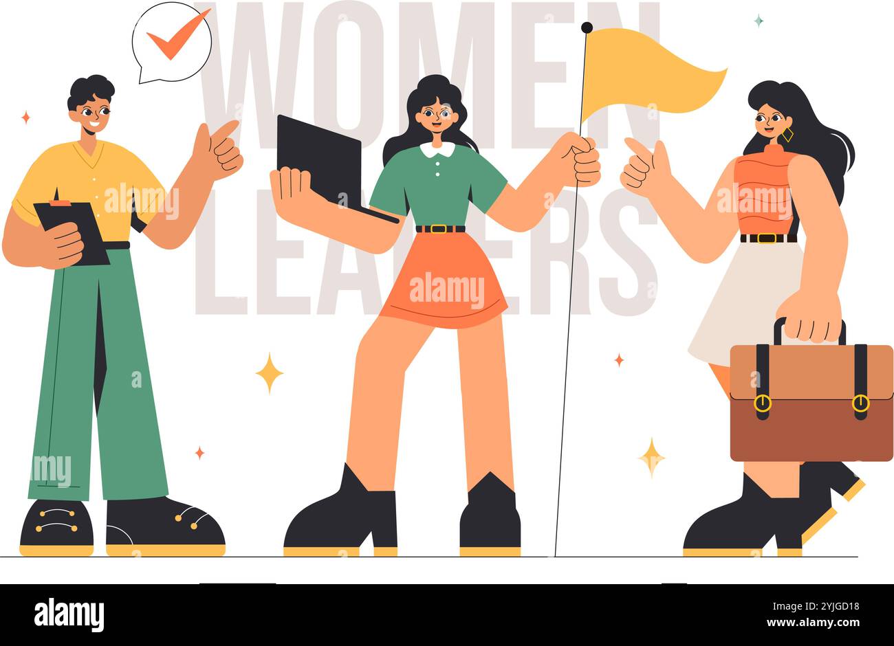 Vector Illustration of Women Leaders in Business, featuring a Female ...