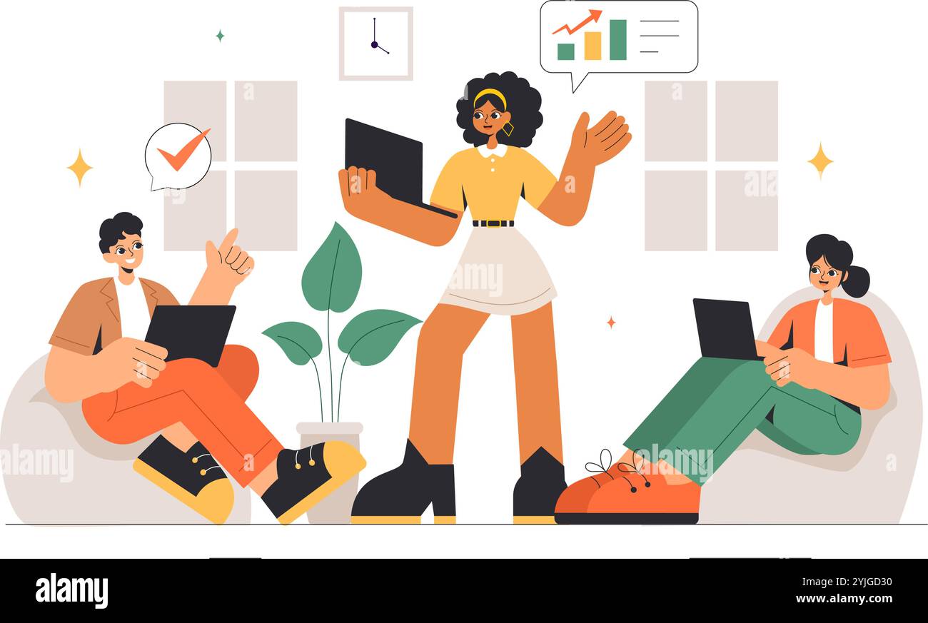 Vector Illustration of Women Leaders in Business, featuring a Female ...