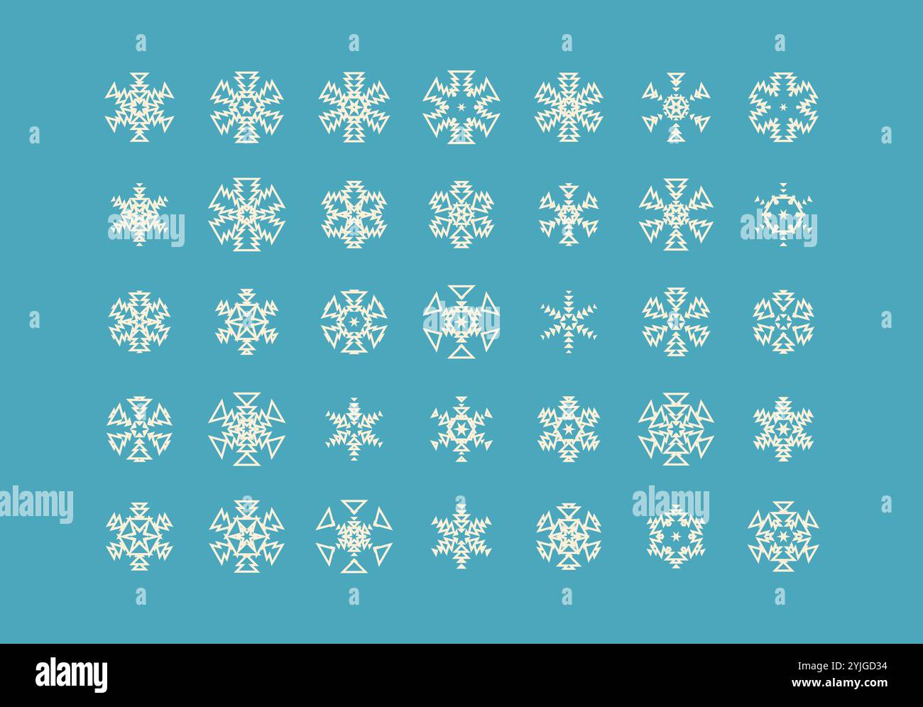Set of cute snowflake icons on isolated background New Year ornament ...