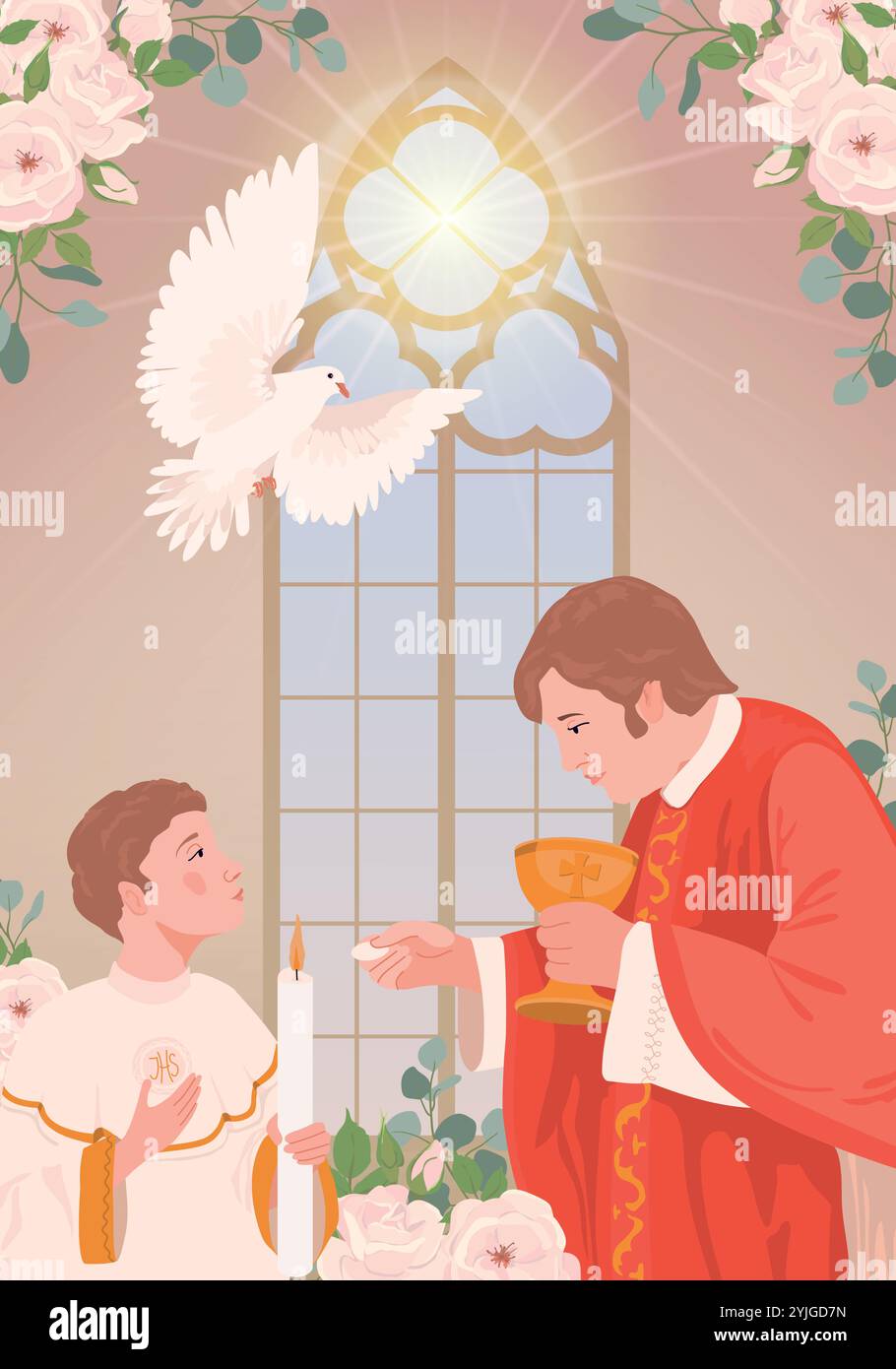 Child priest first holy communion Stock Vector Images - Alamy