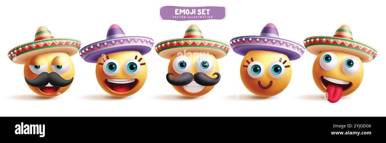 Mexican emoji characters vector set. Emojis Mexico america clip art ...