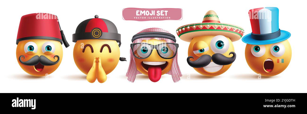 Emoji european characters vector set. Emojis nationality clip art ...