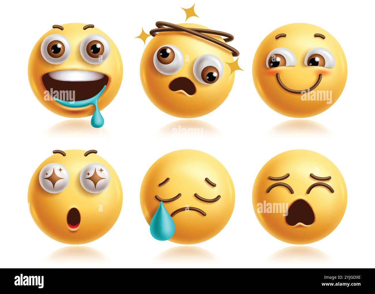 Hungry emoji characters vector set. Drooling emoji clip art characters ...