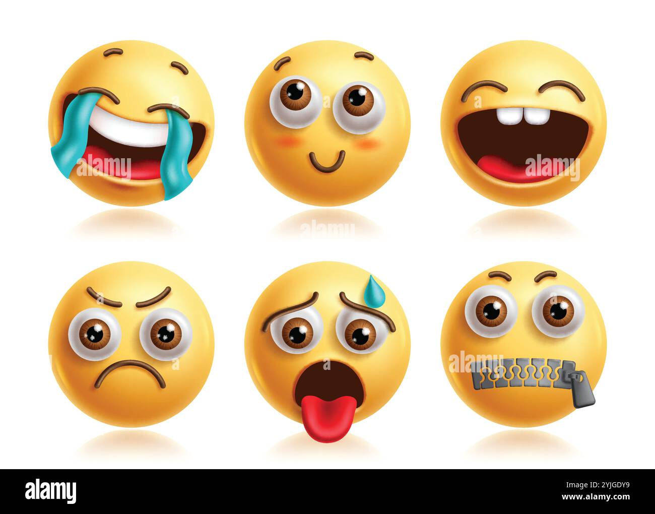 Giggle emoji vector characters set. Emojis 3d icon clip art character ...