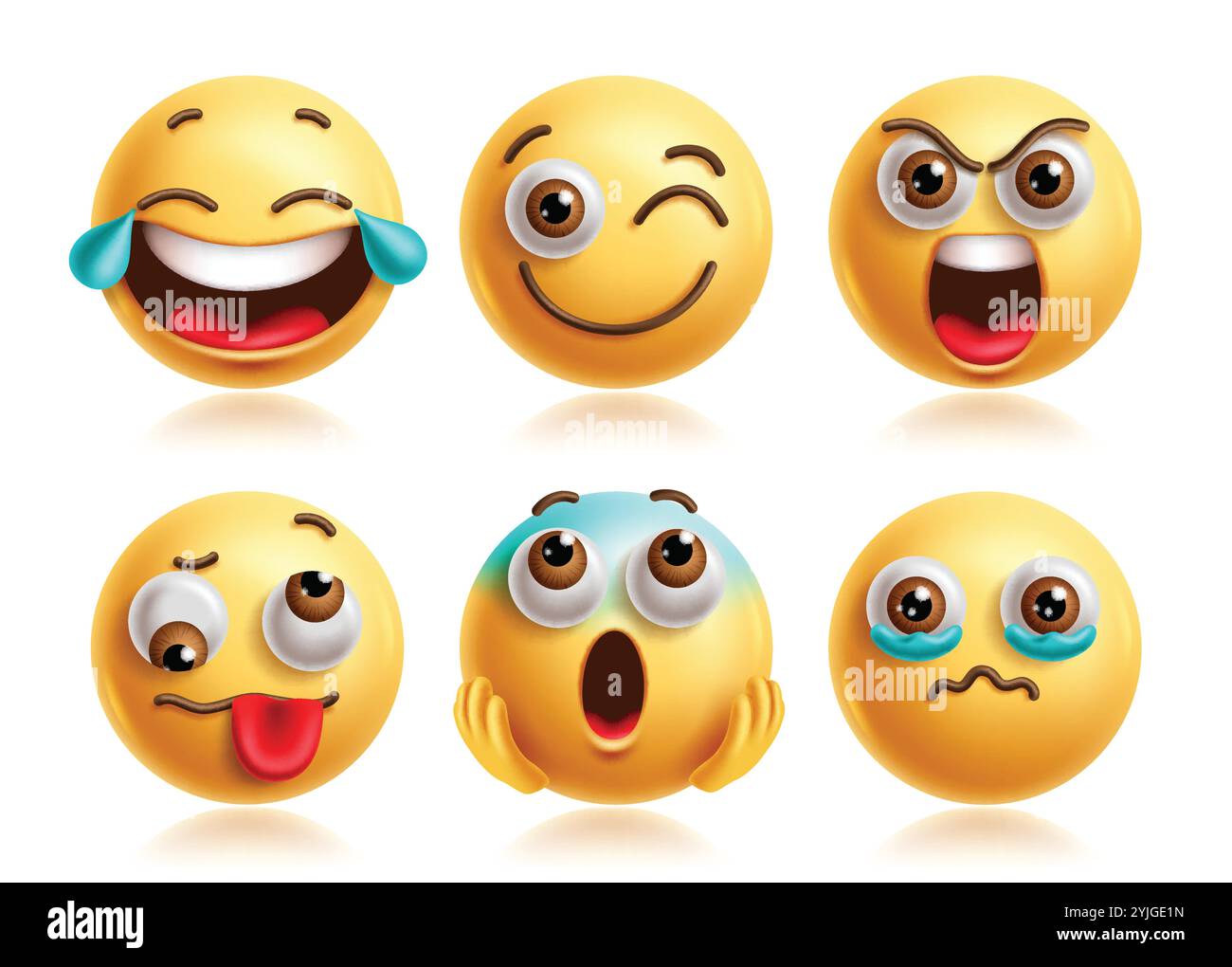 Laughing emoji vector characters set. Emojis 3d icon clip art character ...