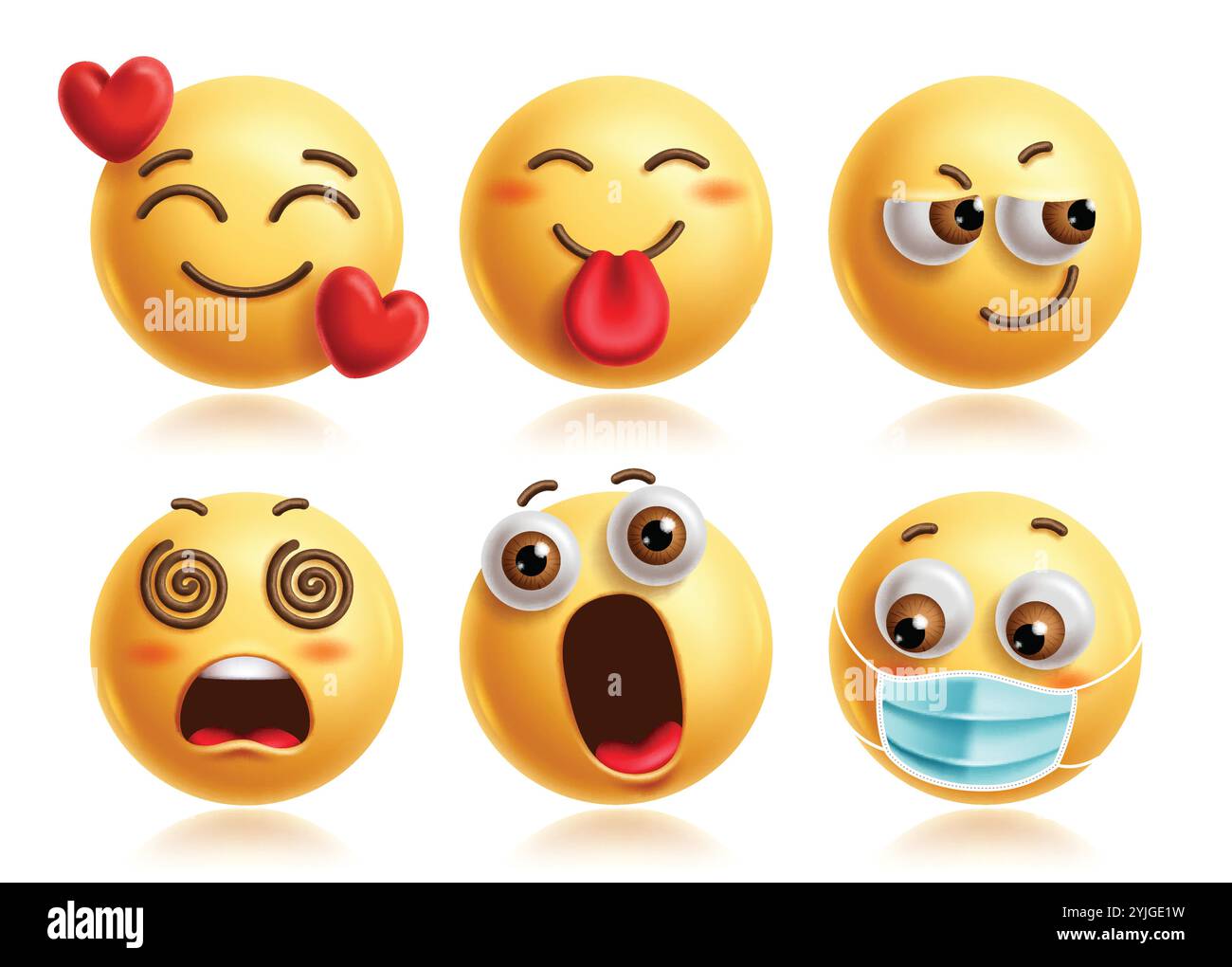 Love emoji vector characters set. In love emojis 3d icon clip art character with silly, naughty ...