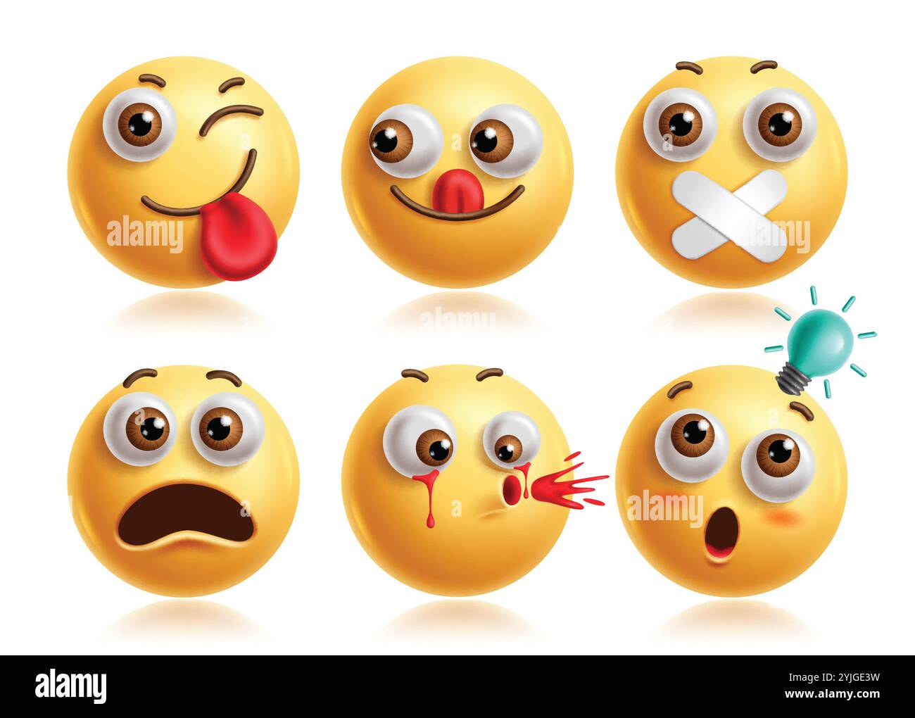 Winking emoji characters vector set. Wink emojis 3d icon clip art ...