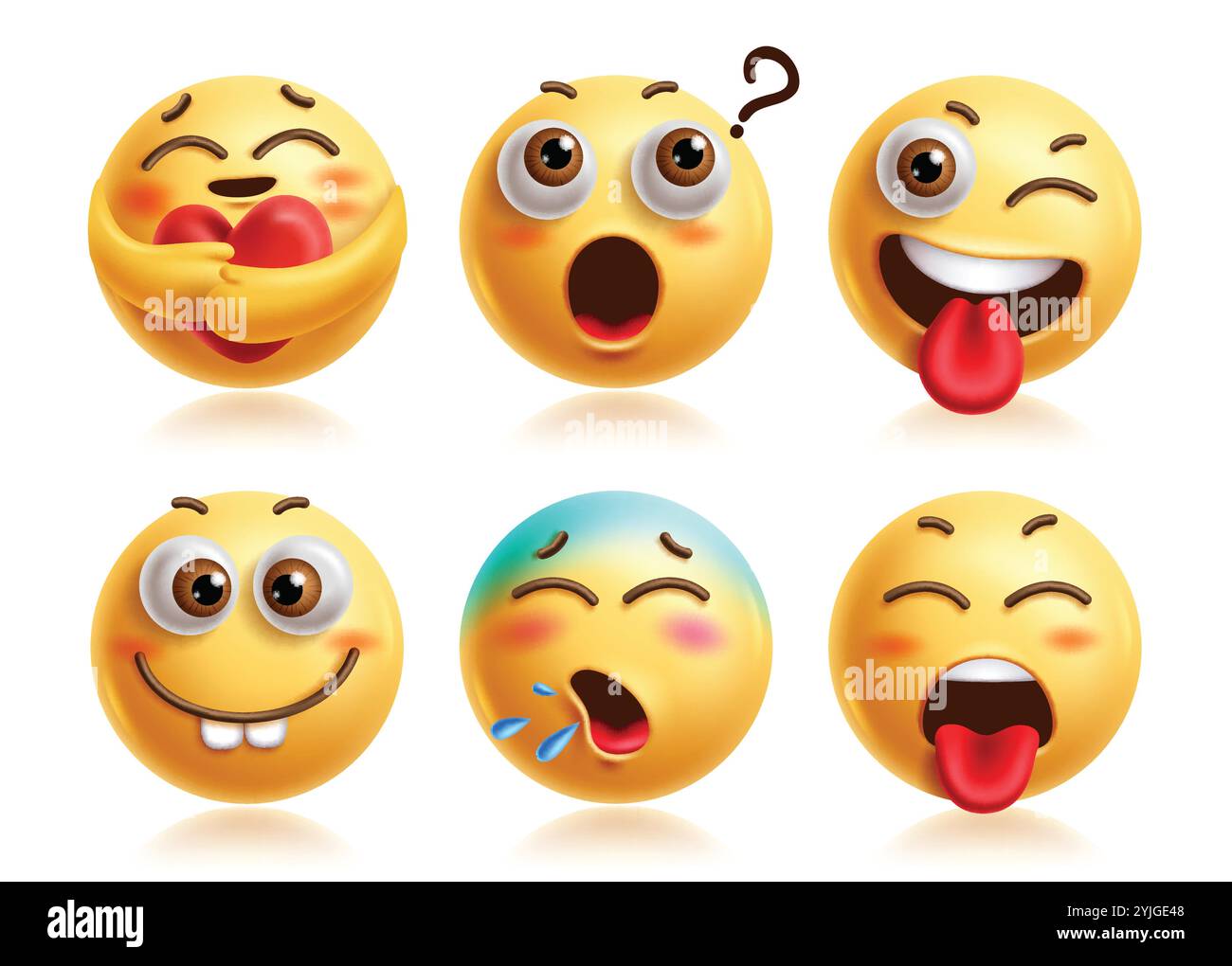 Hug emoji characters vector set. Care emojis 3d clip art character with ...