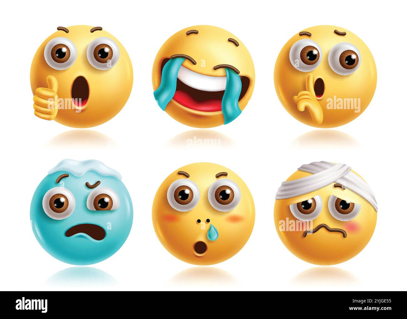 Thumbs up emoji characters vector set. Emojis 3d icon clip art ...
