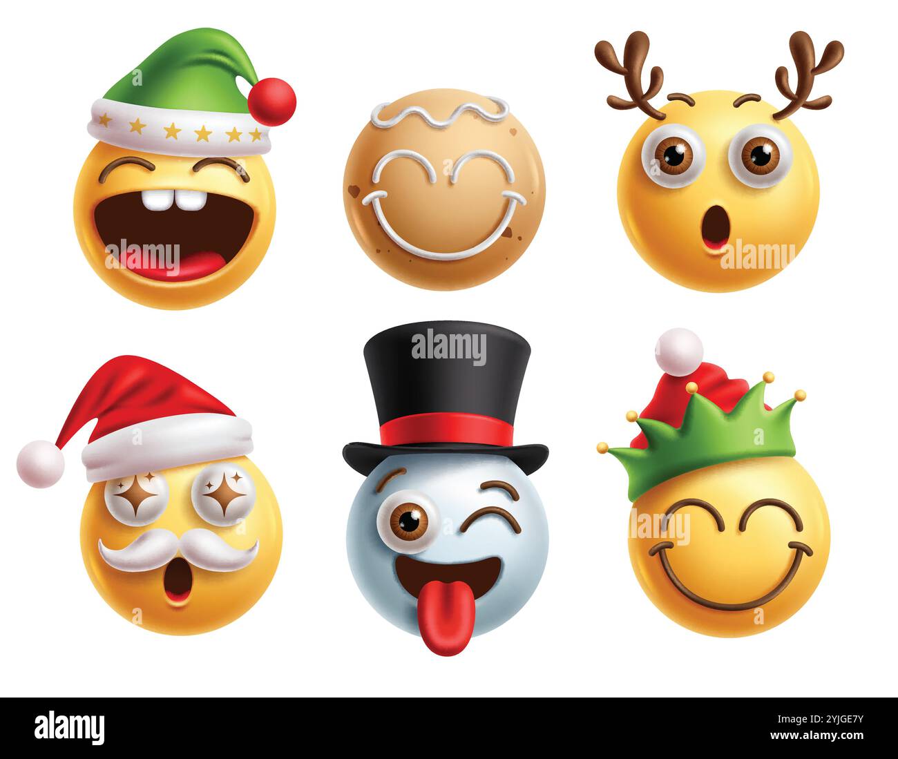 Christmas emoji characters vector set. Emoji christmas clip art ...