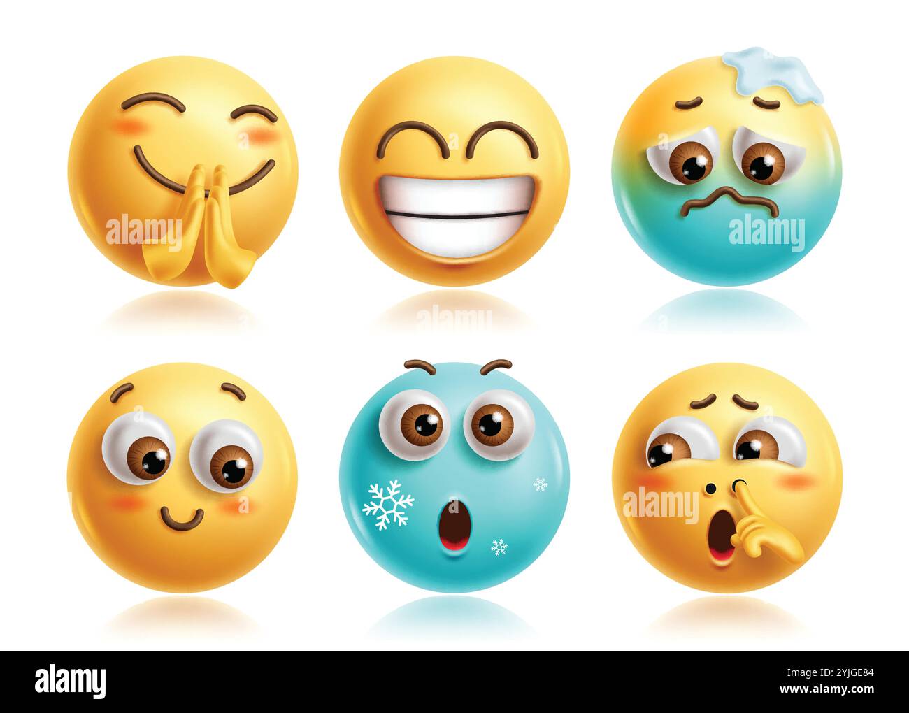 Please emoji characters vector set. Pleading emojis 3d icon clip art ...