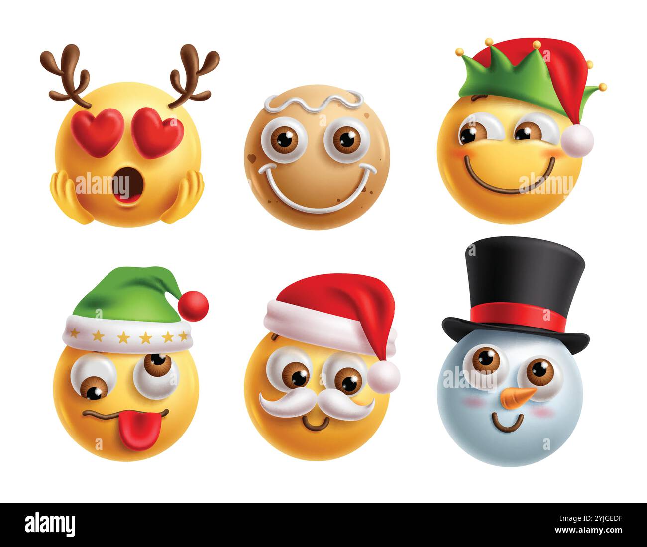 Emoji christmas characters vector set. Christmas emojis clip art ...