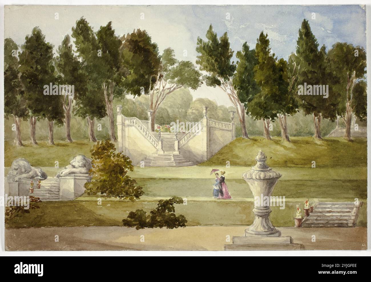 Garden at Clifton Hall. Elizabeth Murray; English, c. 1815-1882. Date ...