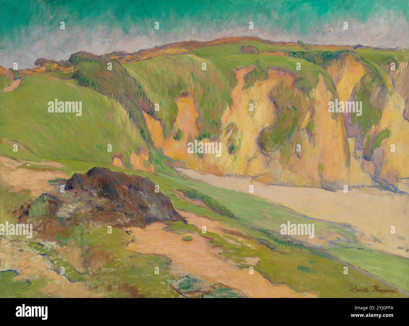 Emile Bernard (Lille 1868 - Paris 1941). The Cliffs at Le Pouldu (1887 ...