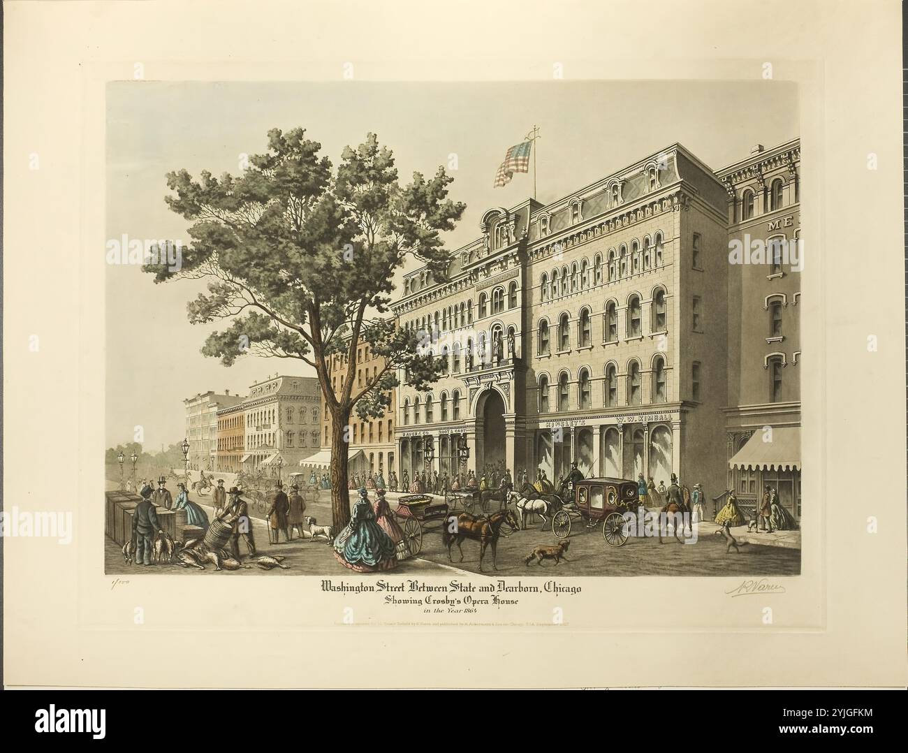 Washington Street between State and Dearborn, Chicago, Showing Crosby's ...