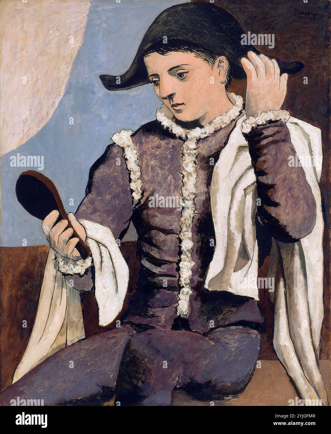 Pablo Picasso (Málaga, 1881-Mougins, 1973). Harlequin with a Mirror ...