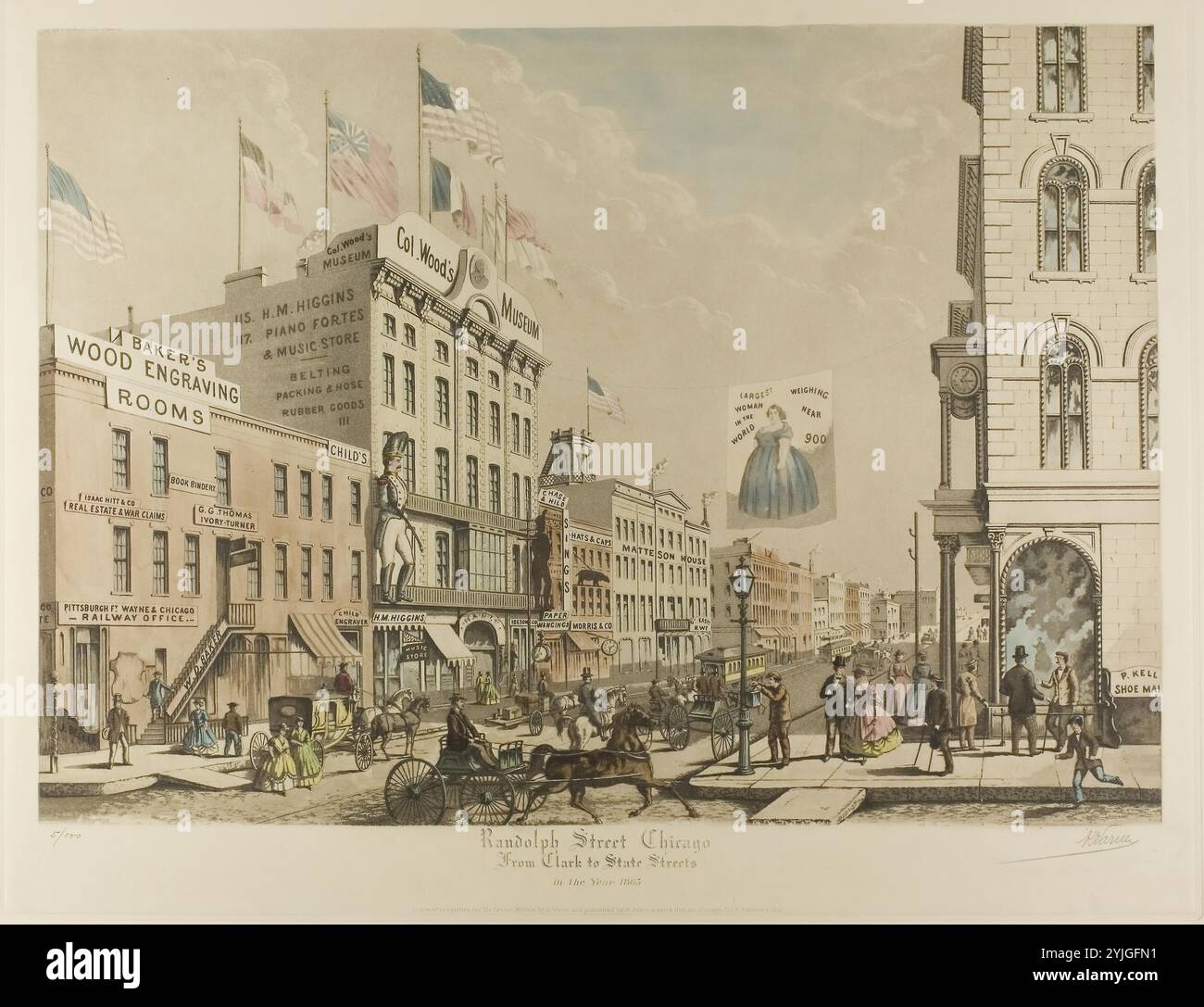 Randolph Street, Chicago, from Clark to State Streets in the Year 1865 ...