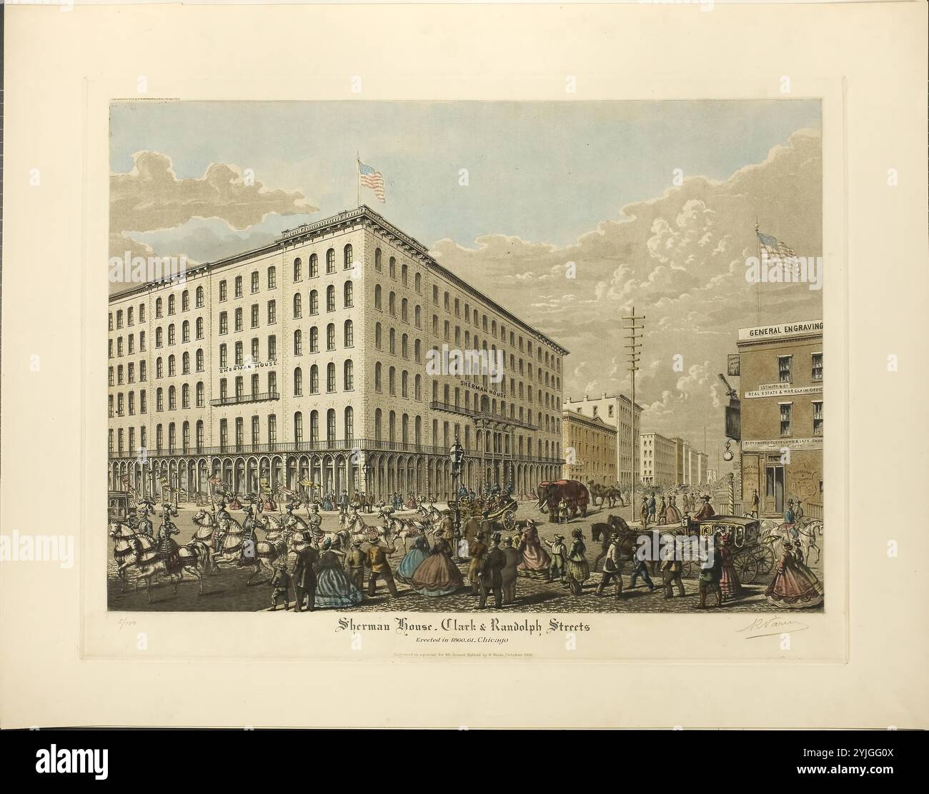 Sherman House, Clark and Randolph Streets, Erected in 1860-61, Chicago ...