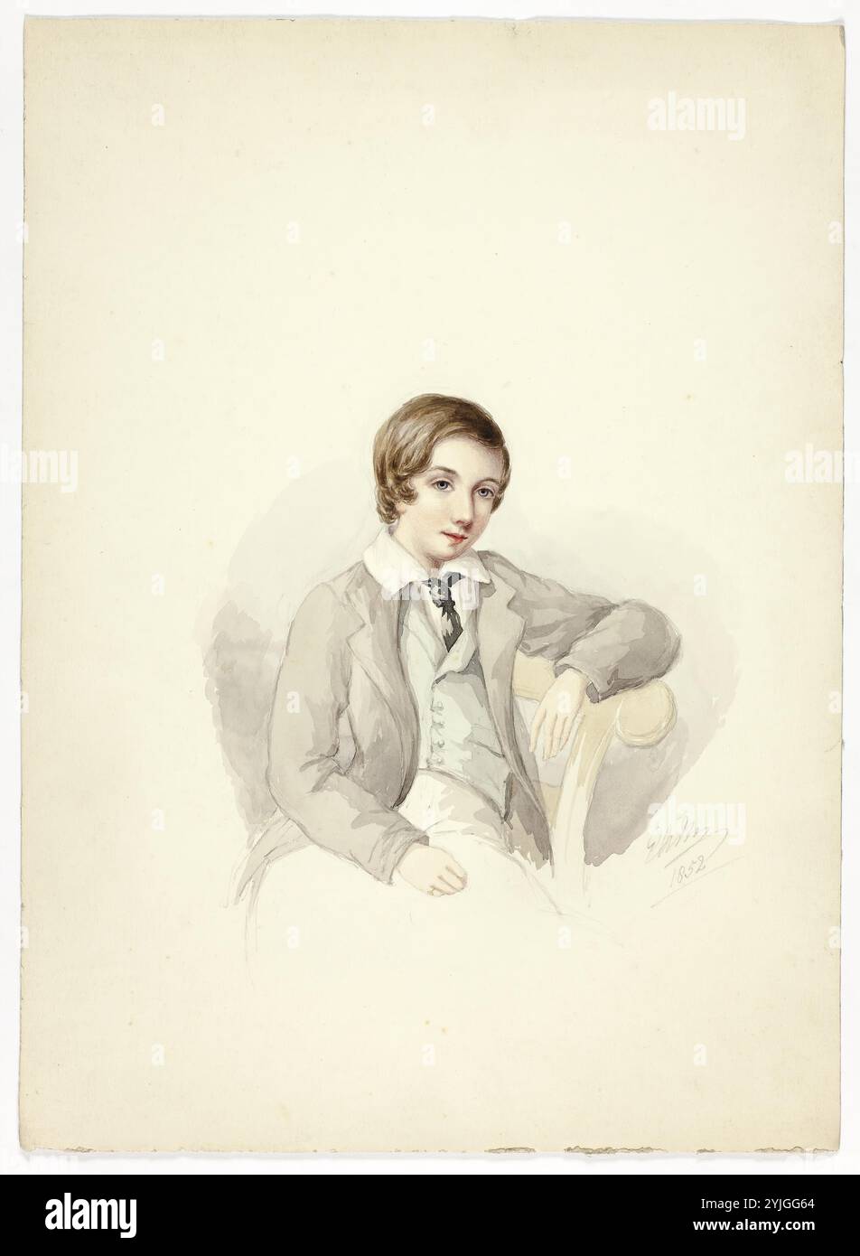 Brush and watercolour over graphite on cream wove paper hi-res stock ...