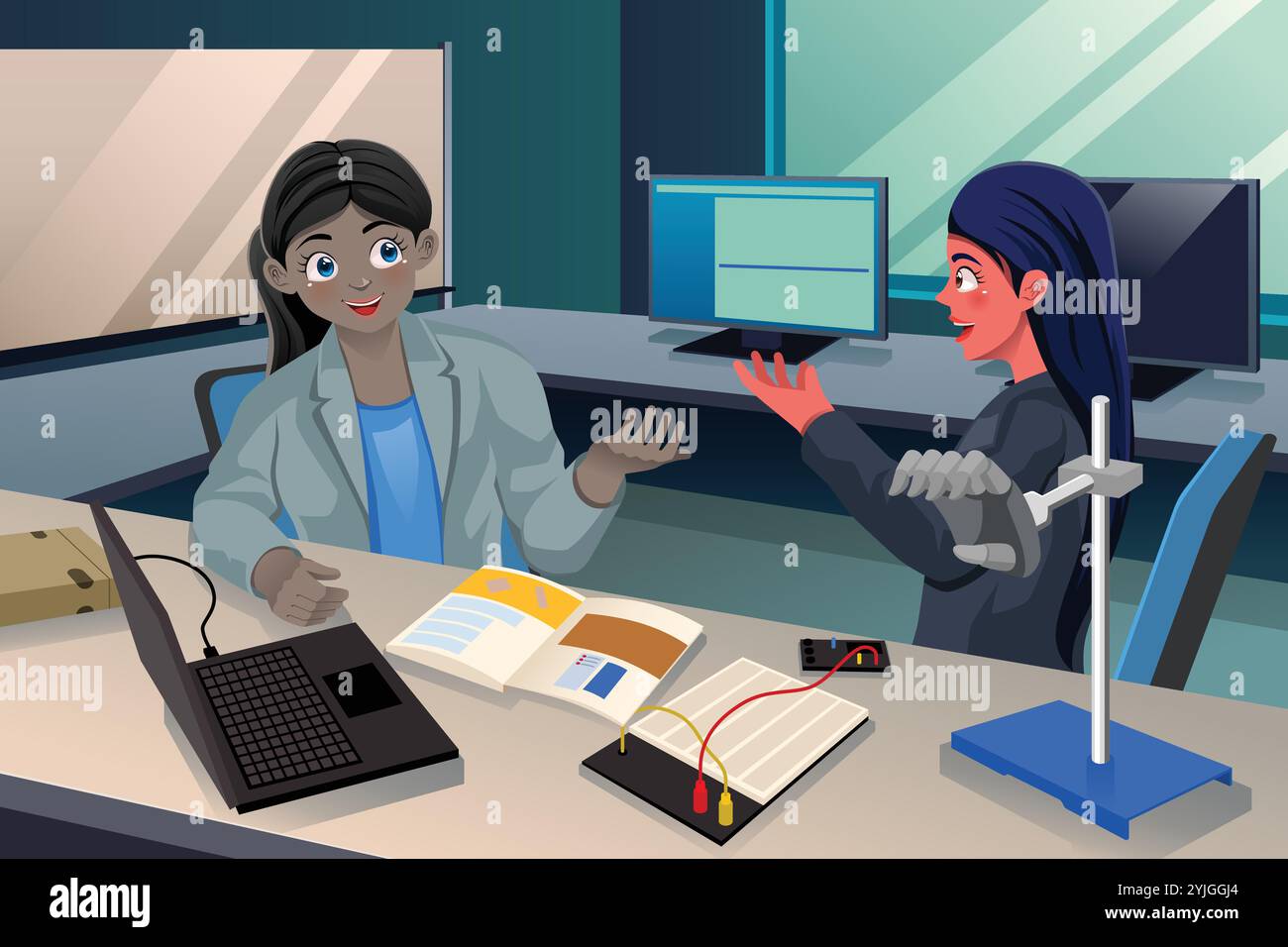 A vector illustration of Diverse Women Working in Engineering Field ...