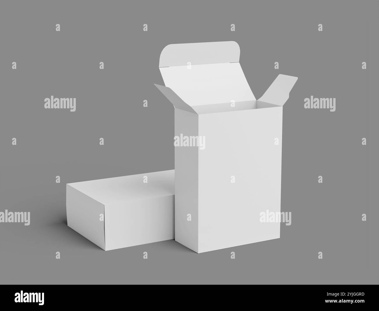 White Blank Food Cardboard Box Mockup 3D Rendered on Grey Background ...