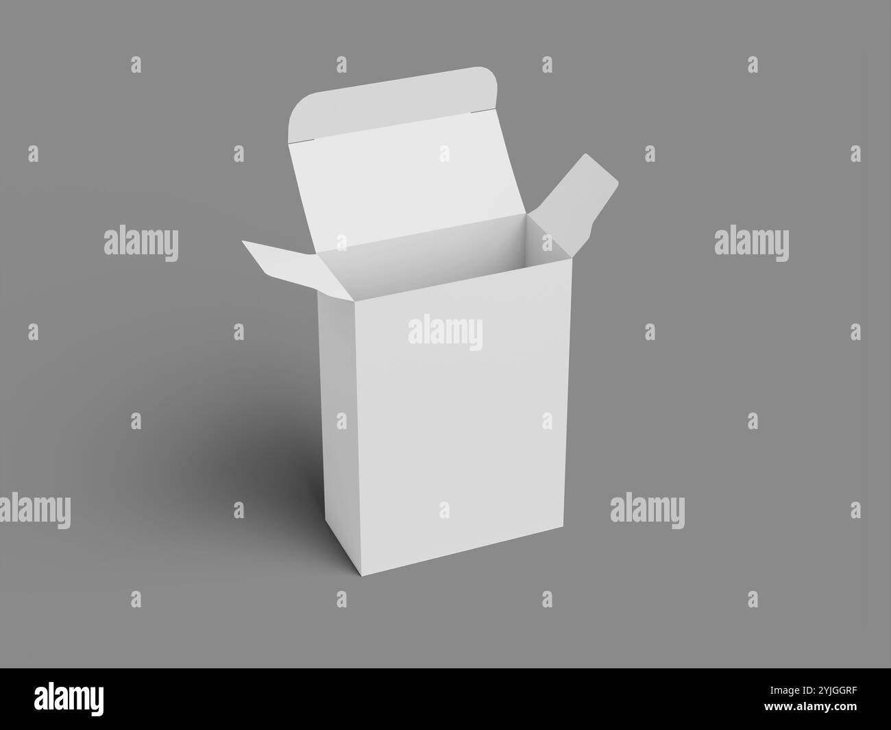White Blank Vertical Cardboard Box Packaging Mockup 3D Rendered on Grey ...