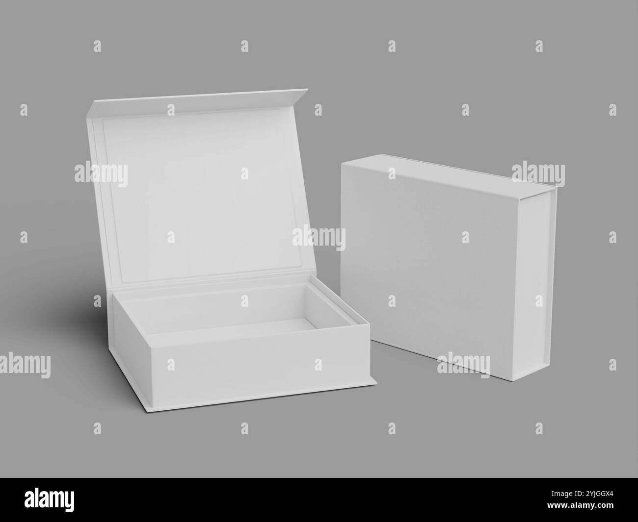 White Blank of Two Boxes 3D Mockup for Magnetic Gift Box Packaging ...